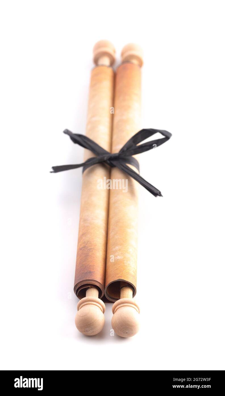A Rolled Antique Scroll Isolated on a White Background Stock Photo - Alamy
