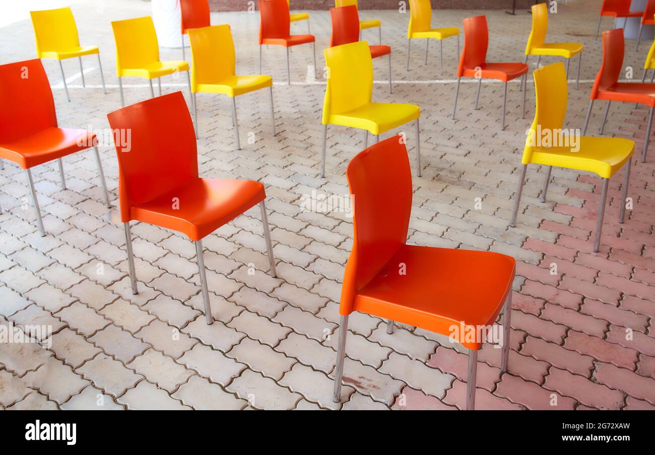 Folded red chairs hi-res stock photography and images - Alamy