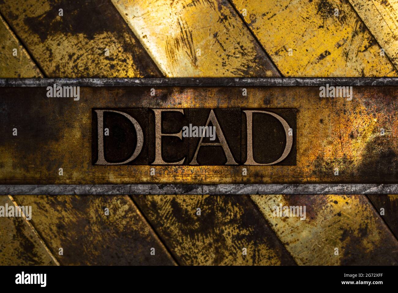 Dead text on vintage textured grunge copper and gold background Stock ...