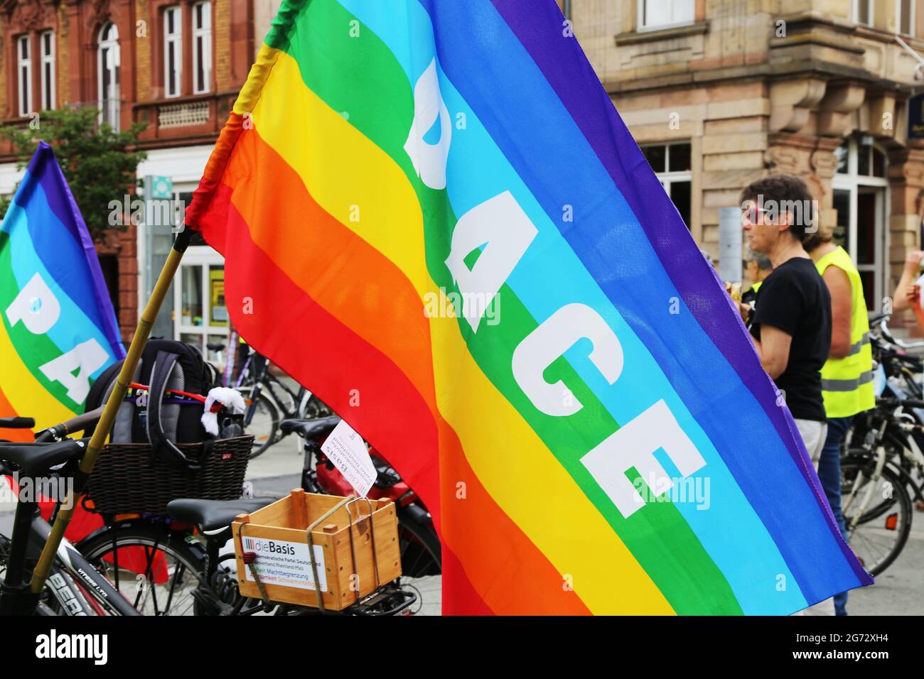 Germany: Bicycle demonstration Friedenscamp (Peace Camp) Ramstein 2021 ...