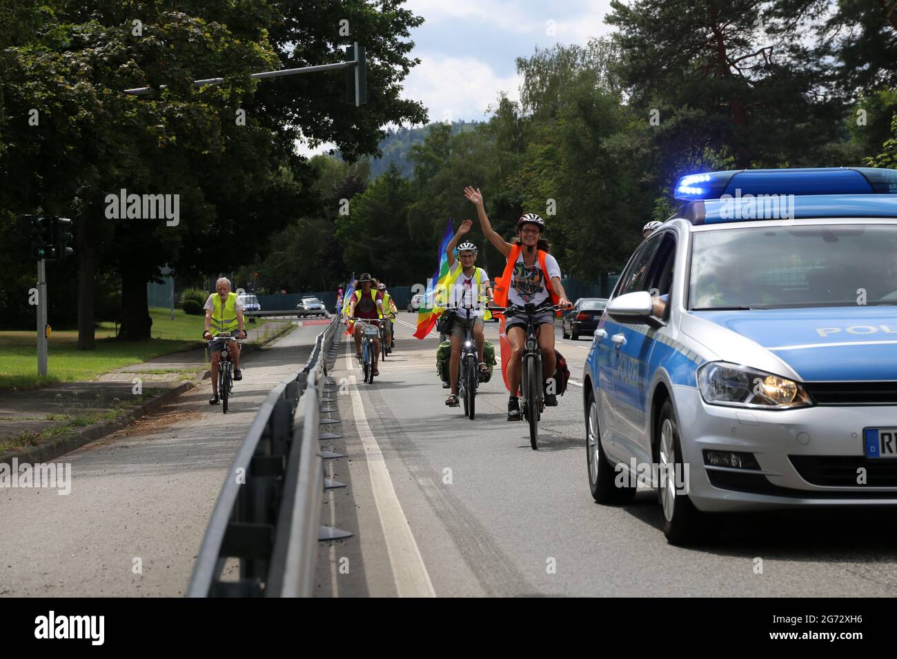 Germany: Bicycle demonstration Friedenscamp (Peace Camp) Ramstein 2021 ...