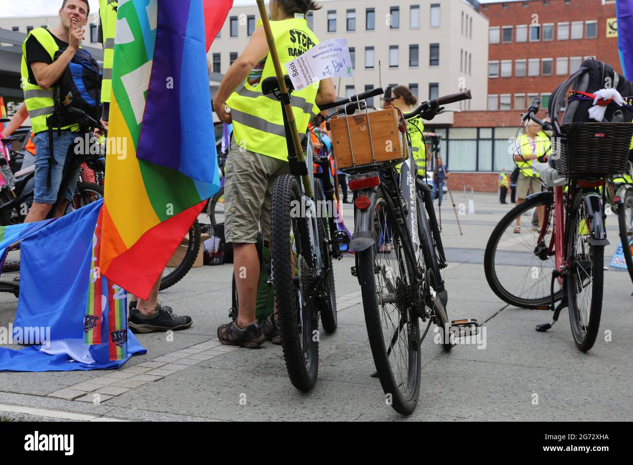 Germany: Bicycle demonstration Friedenscamp (Peace Camp) Ramstein 2021 ...