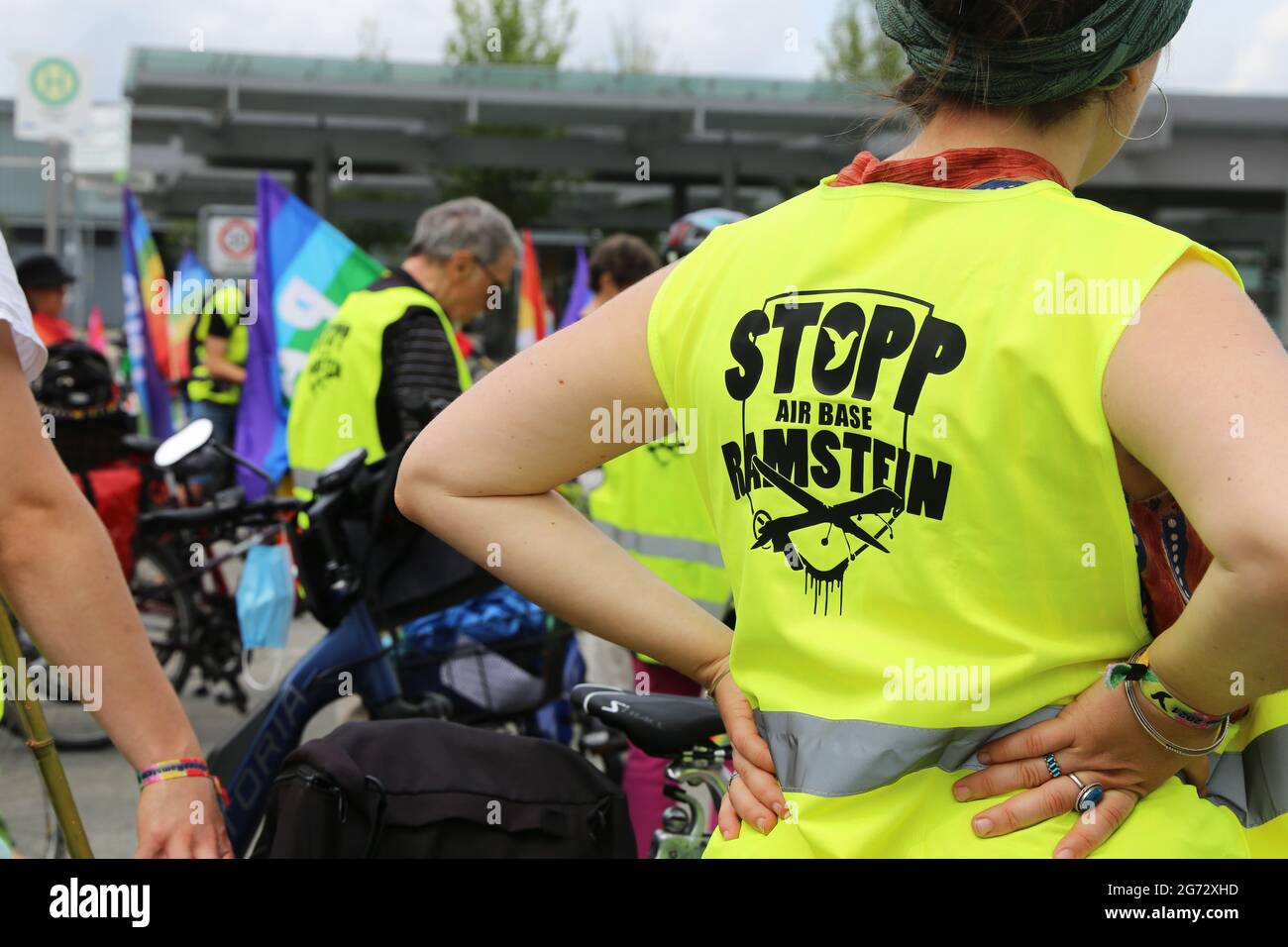 Germany: Bicycle demonstration Friedenscamp (Peace Camp) Ramstein 2021 ...