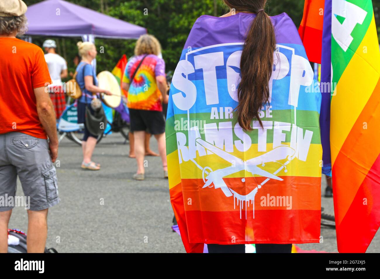 Germany: Bicycle demonstration Friedenscamp (Peace Camp) Ramstein 2021 ...