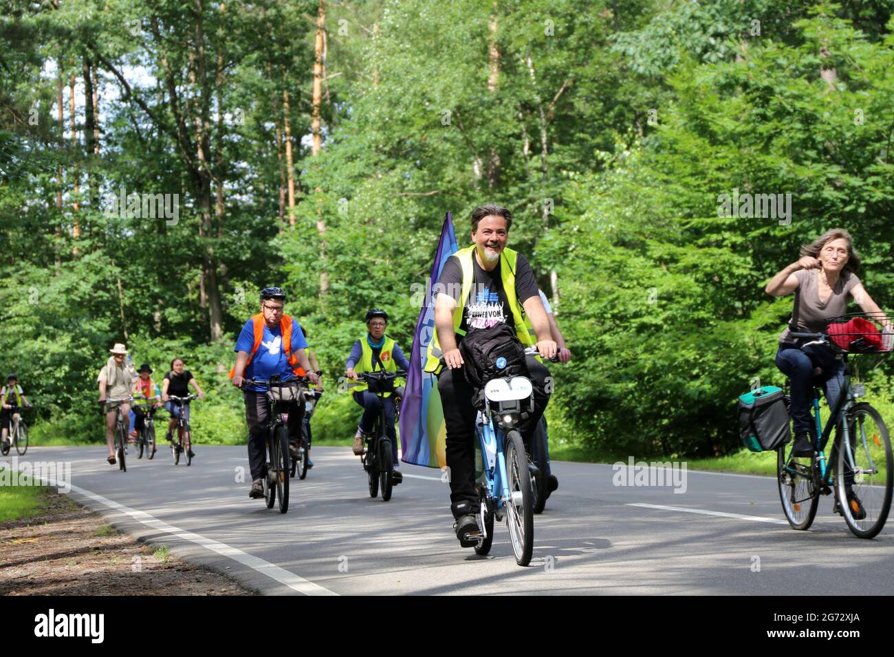 Germany: Bicycle demonstration Friedenscamp (Peace Camp) Ramstein 2021 ...
