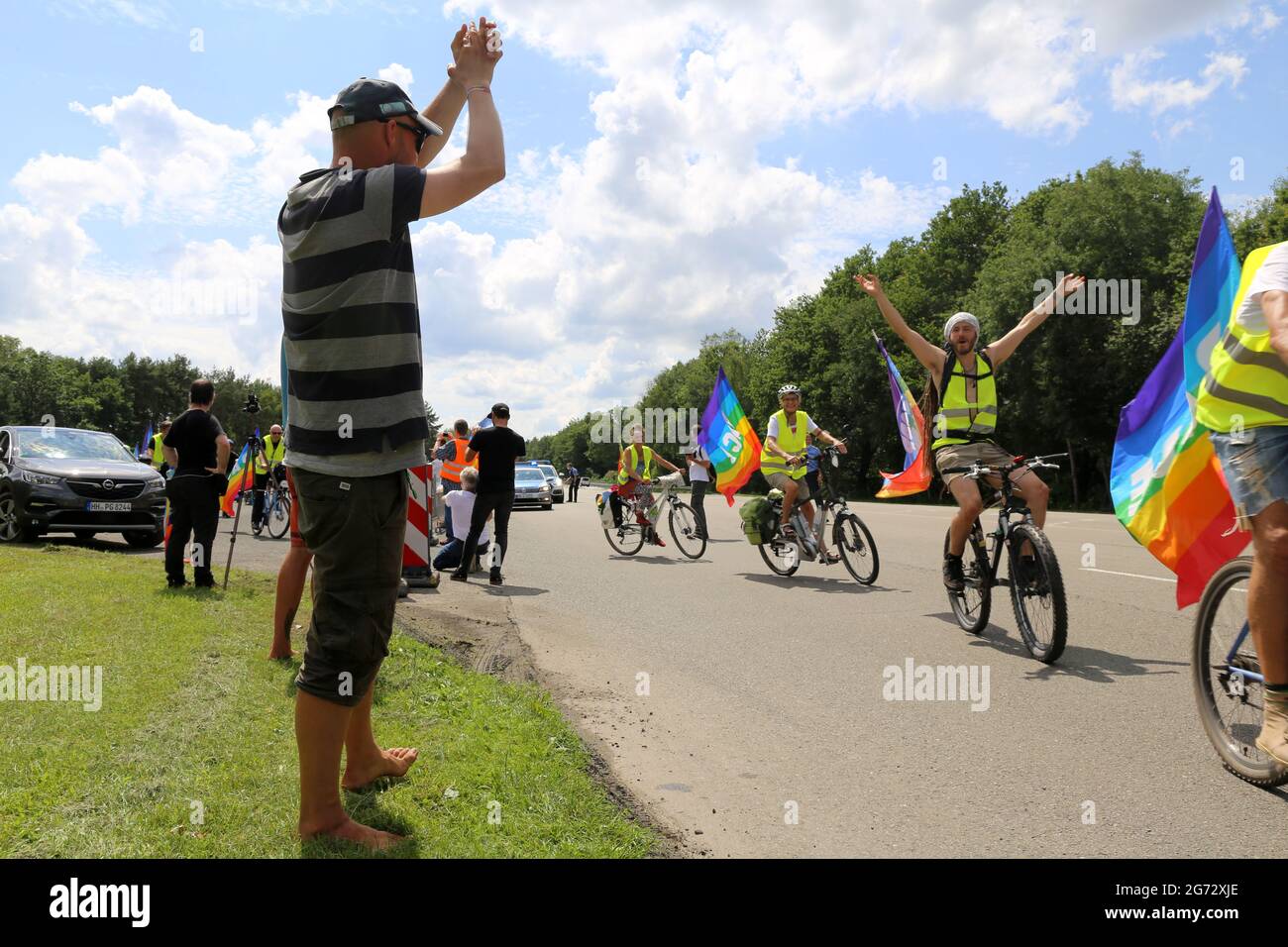 Germany: Bicycle demonstration Friedenscamp (Peace Camp) Ramstein 2021 ...
