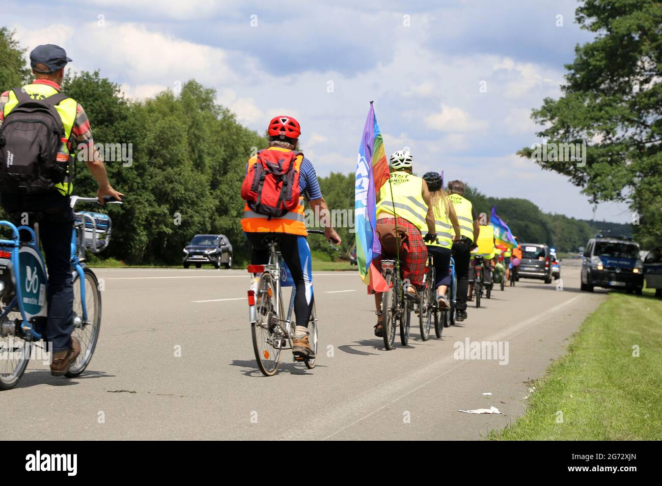 Germany: Bicycle demonstration Friedenscamp (Peace Camp) Ramstein 2021 ...
