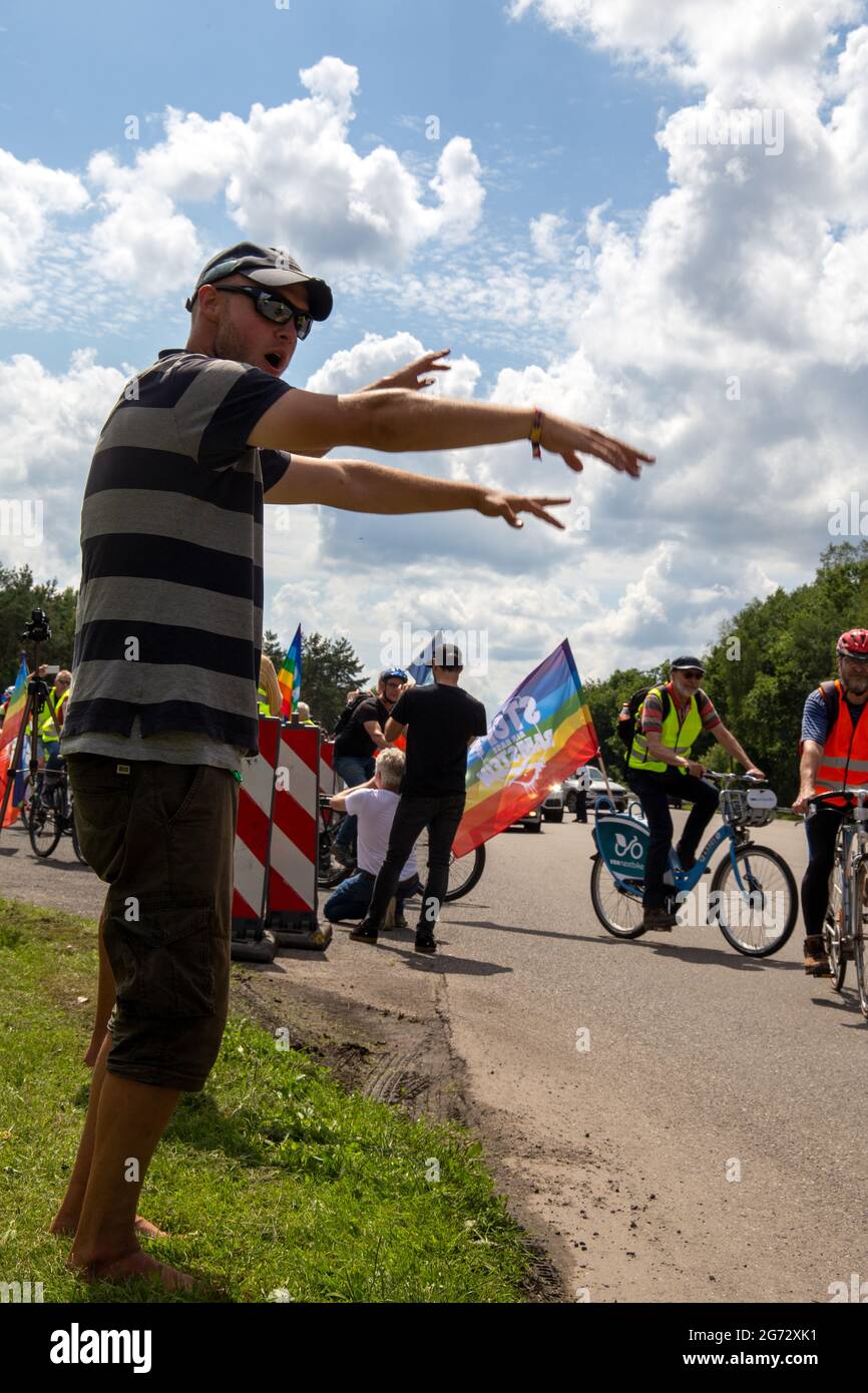 Germany: Bicycle demonstration Friedenscamp (Peace Camp) Ramstein 2021 ...