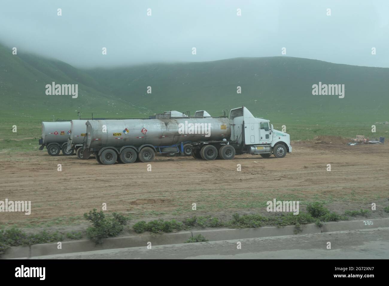 Two lorries in Peru Stock Photo - Alamy