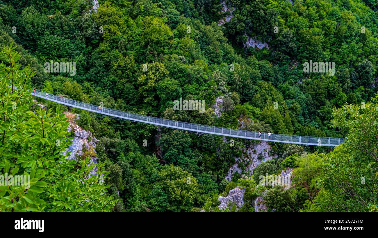 top view of the Tibetan bridge of Laviano, Campania, Italy Stock Photo ...