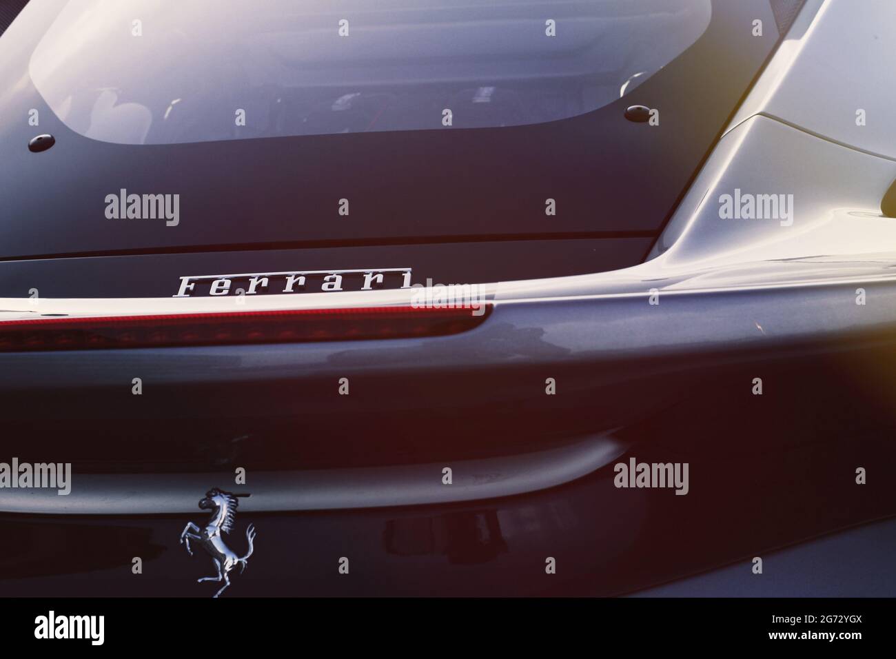 Back view of a Ferrari, concept of luxury cars Stock Photo - Alamy