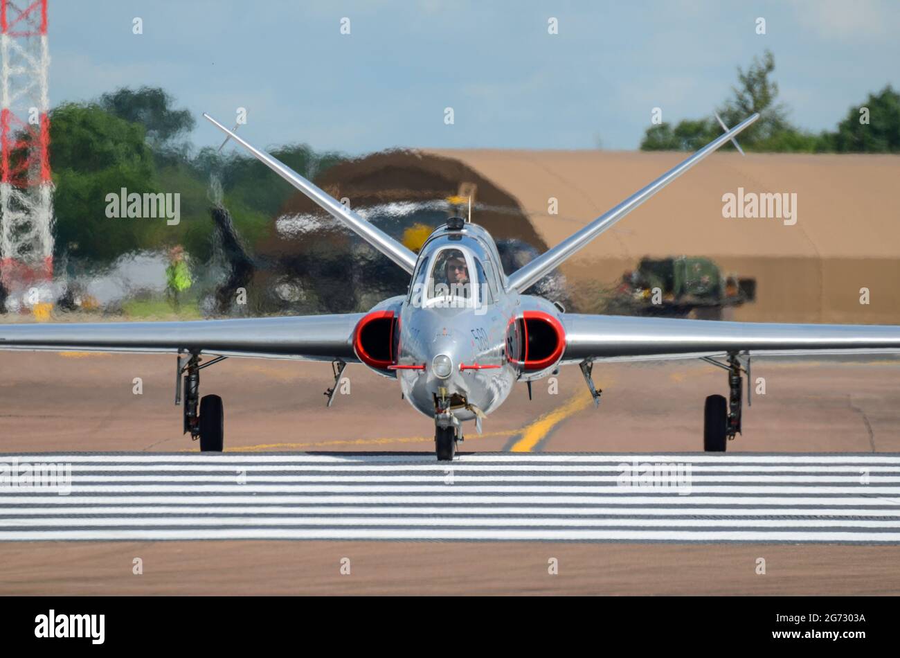 EADS sponsored Fouga Magister jet plane F-AZZP arriving for display at ...