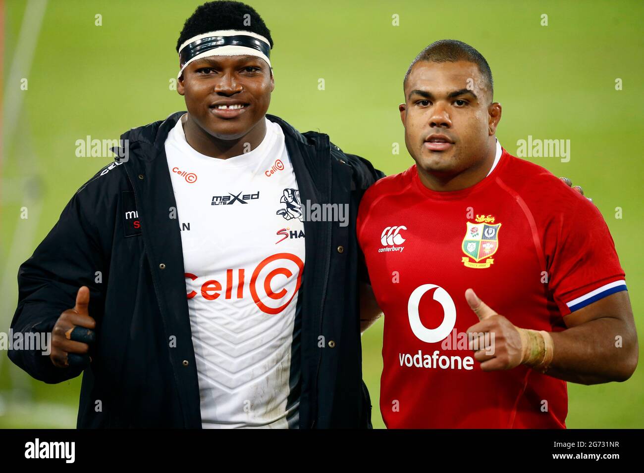 Cell C Sharks Nthuthuko Mchunu and British and Irish Lions' Kyle ...
