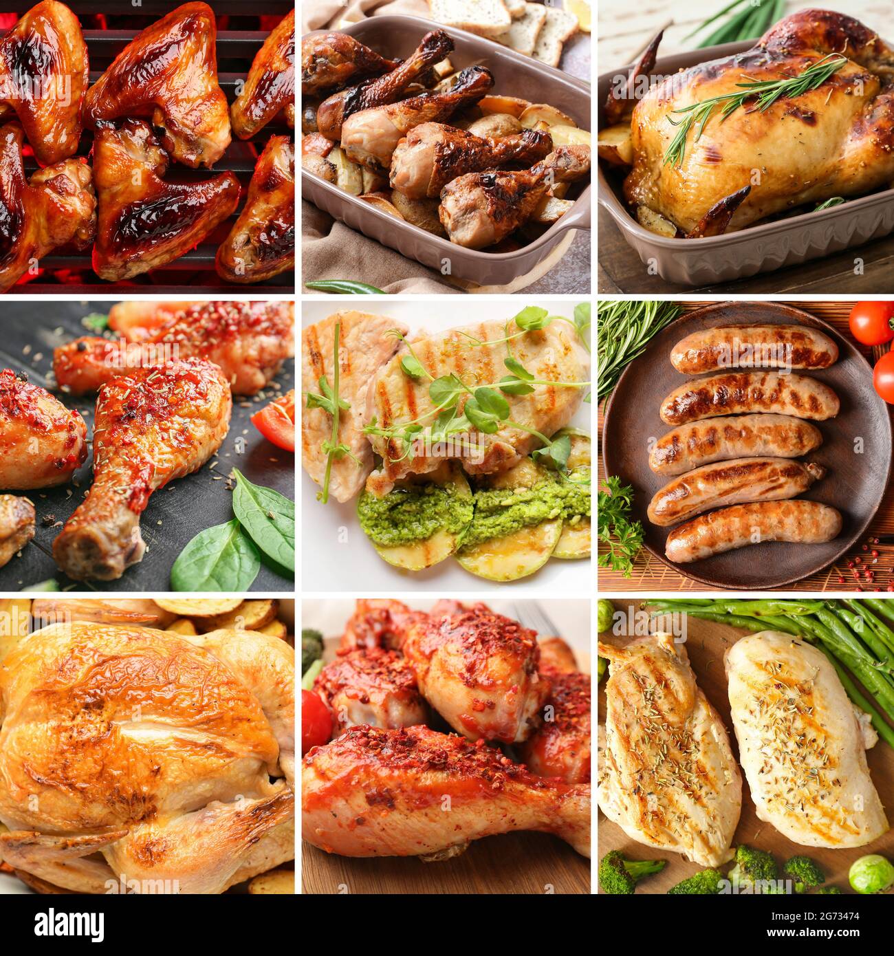 Set of tasty chicken dishes Stock Photo - Alamy