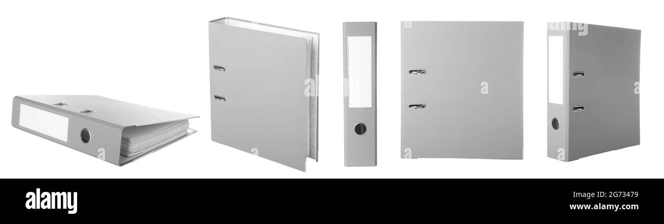 Grey office folder on white background Stock Photo - Alamy