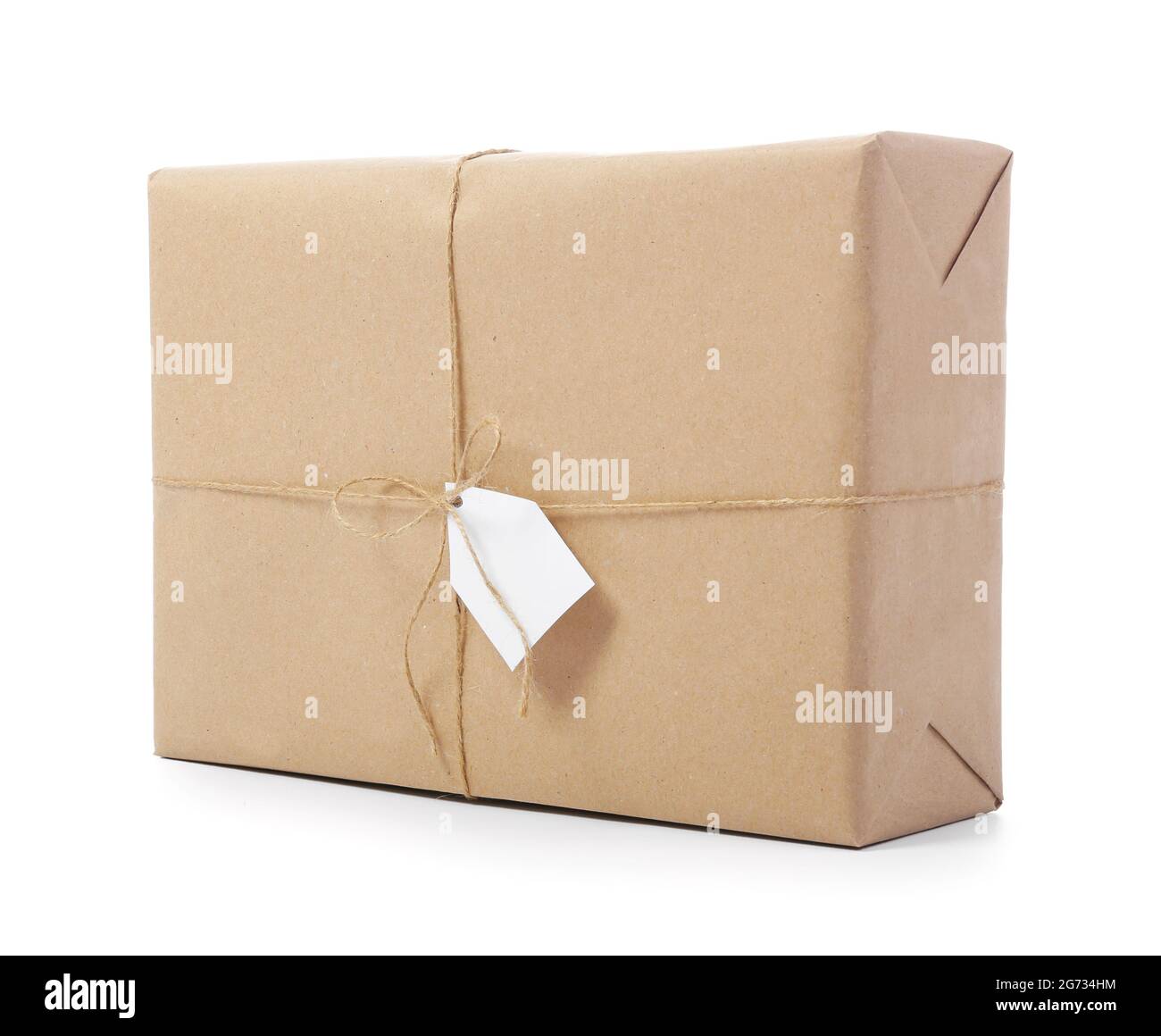 Packed parcel on white background Stock Photo - Alamy