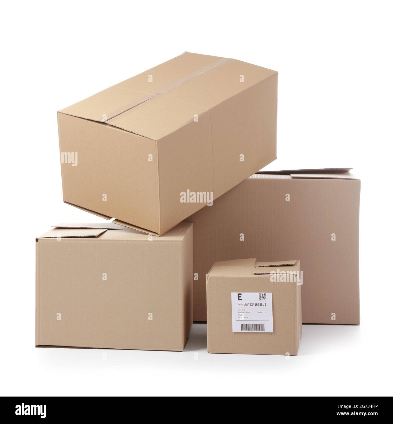 Different parcels on white background Stock Photo - Alamy