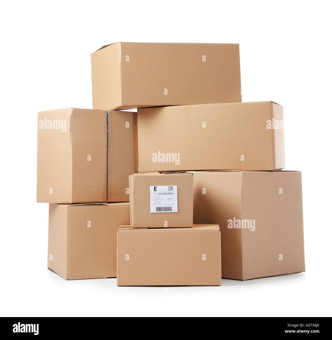 Different parcels on white background Stock Photo - Alamy