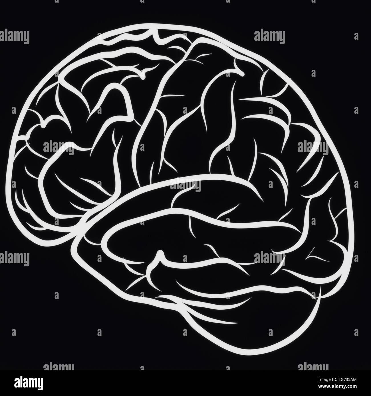 Simple illustration of a brain on a black background Stock Photo - Alamy