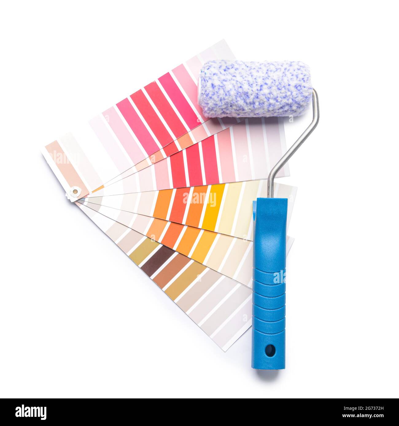 Paint color samples with roller on white background Stock Photo - Alamy