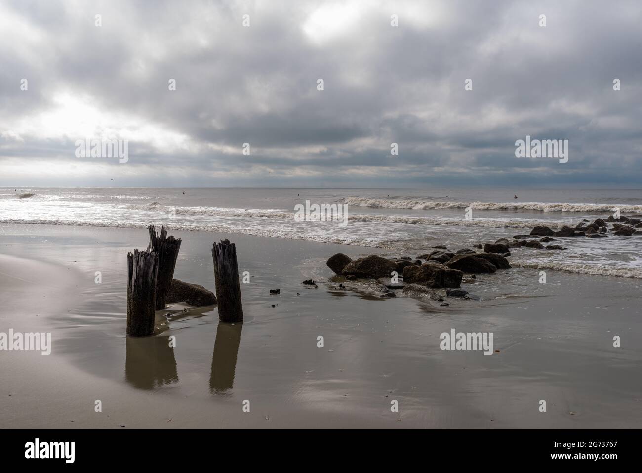 This wooden foundation is all that remains from the destruction caused ...