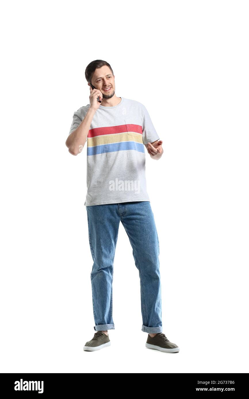 Handsome caucasian bearded man talking Cut Out Stock Images & Pictures ...