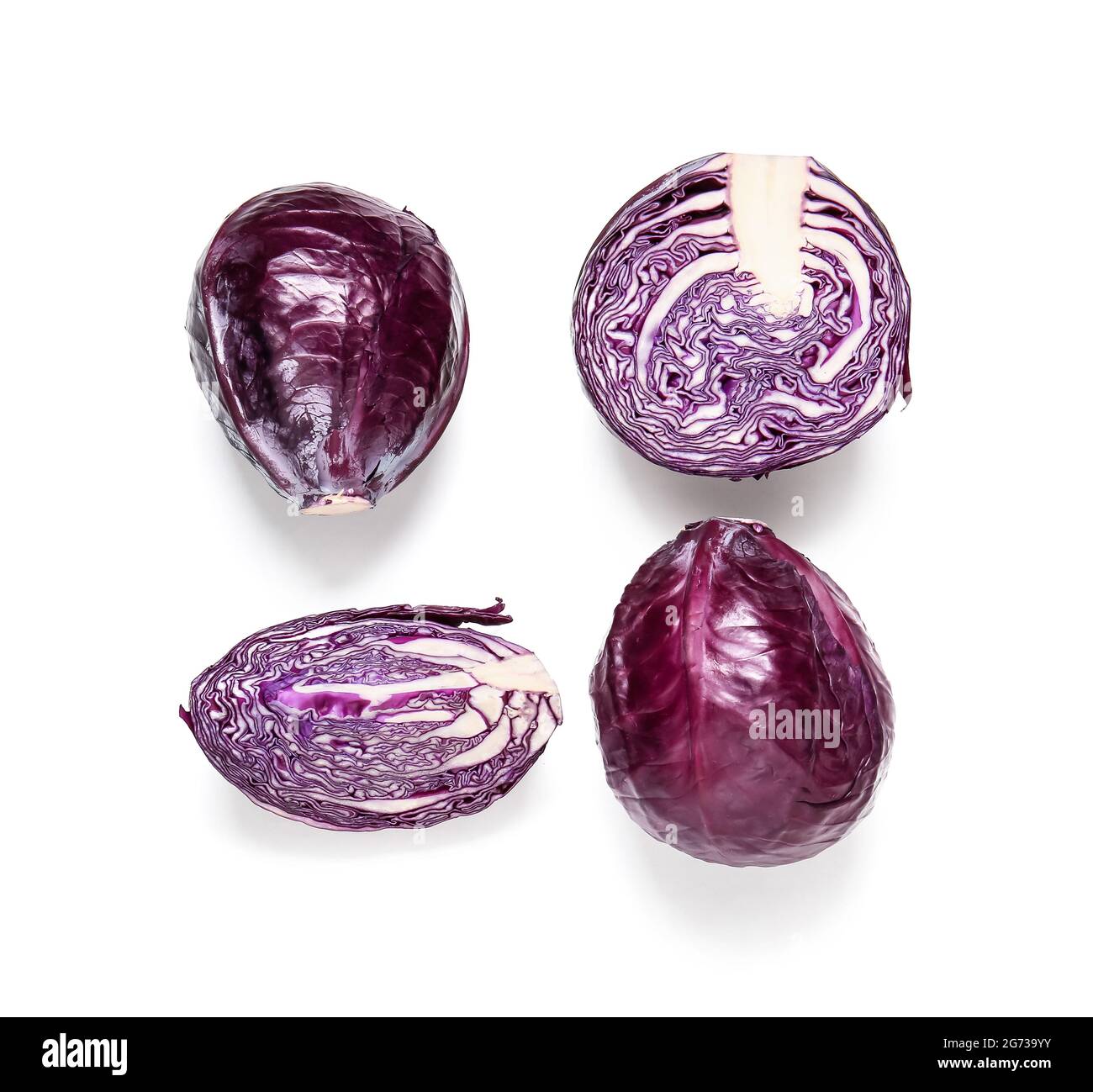 Fresh purple cabbage on white background Stock Photo - Alamy