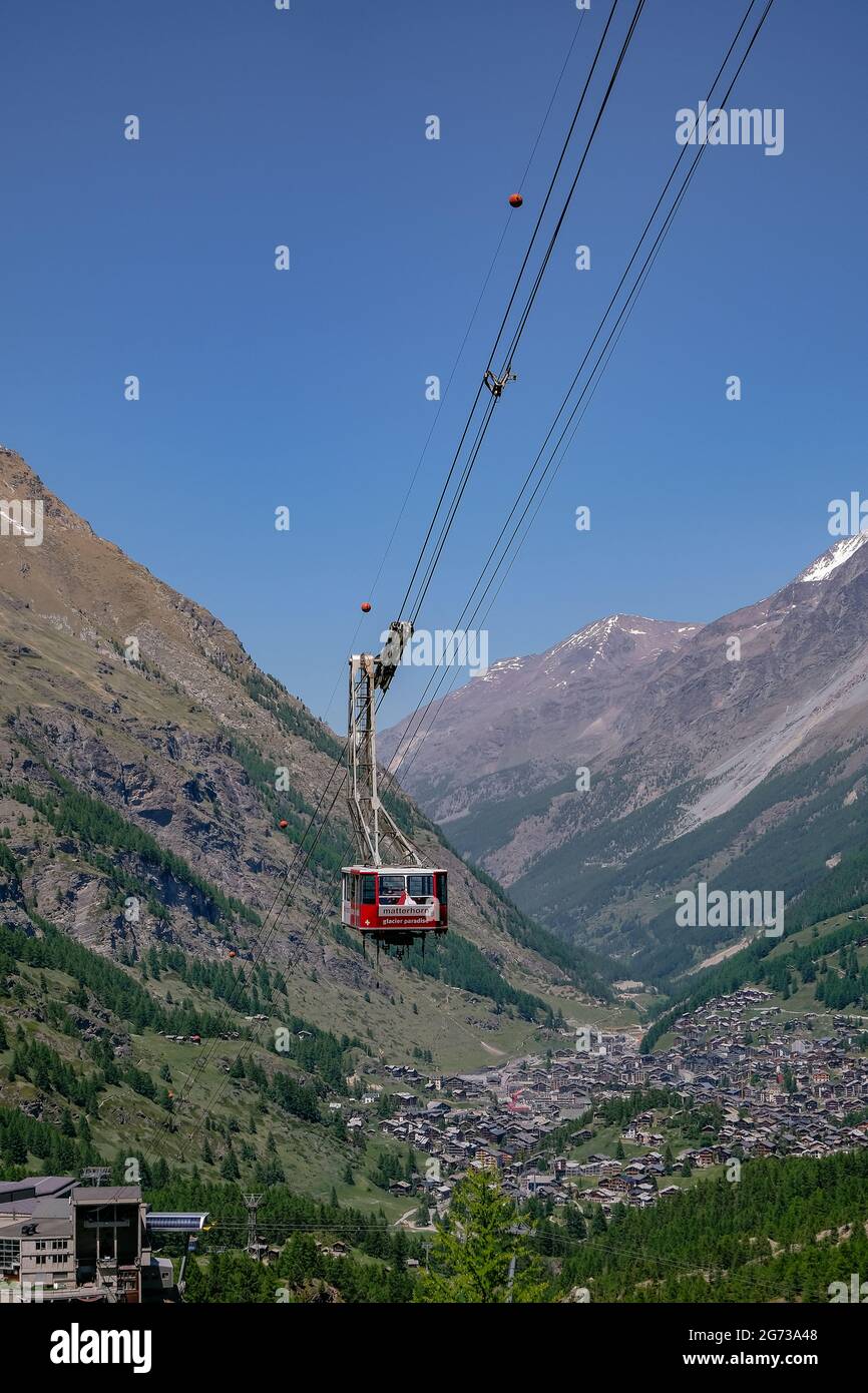 Cable Car Station in the Swiss Alps - Matterhorn, Furi, Zermatt ...