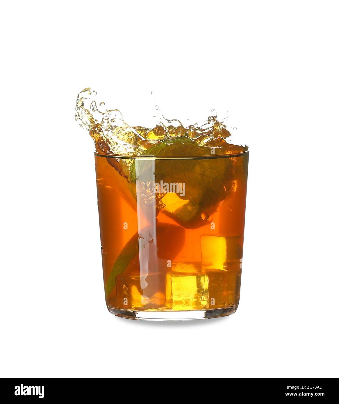 Glass of healthy cold ice tea on white background Stock Photo - Alamy