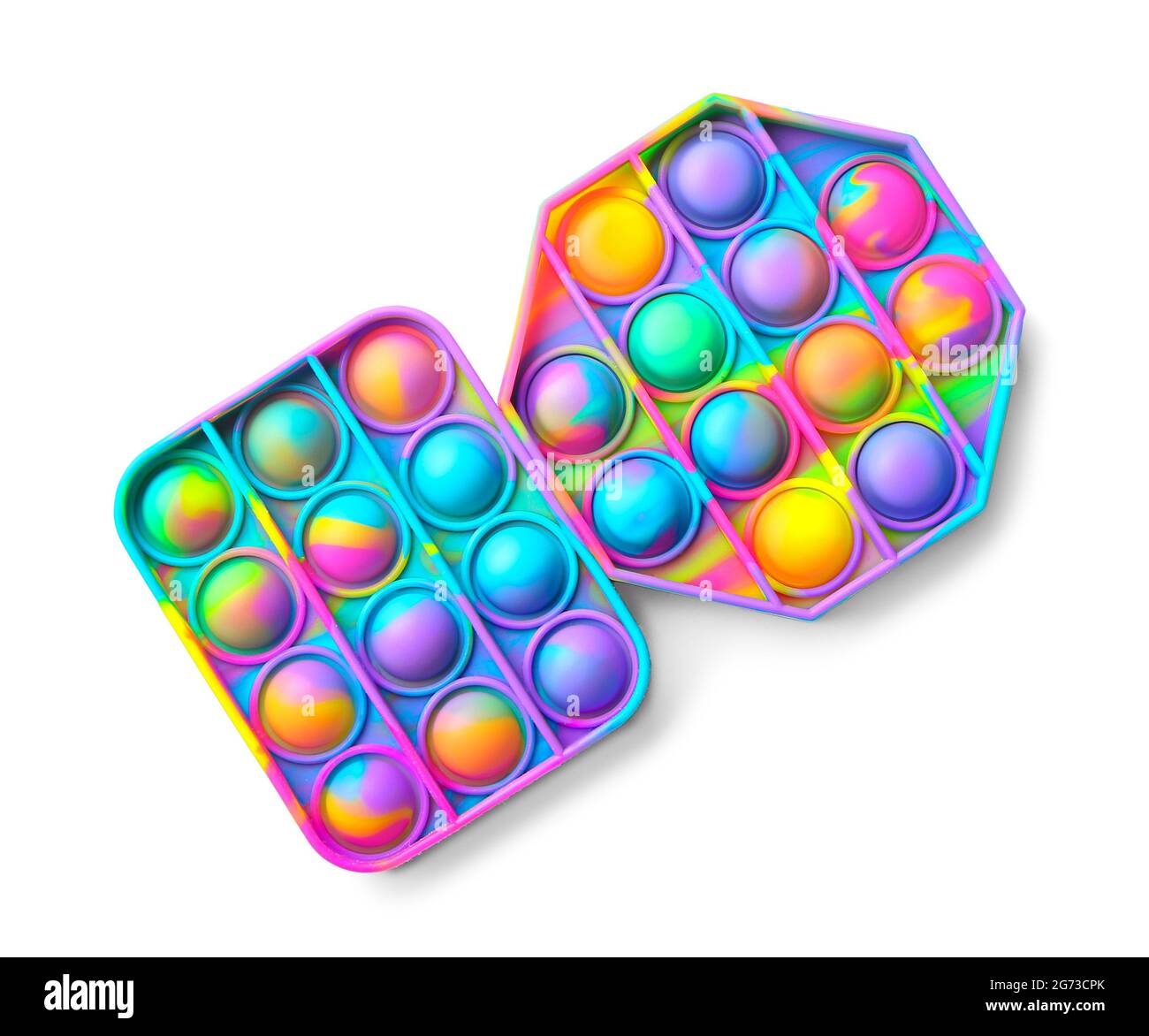 Bright fidget toys on white background Stock Photo - Alamy