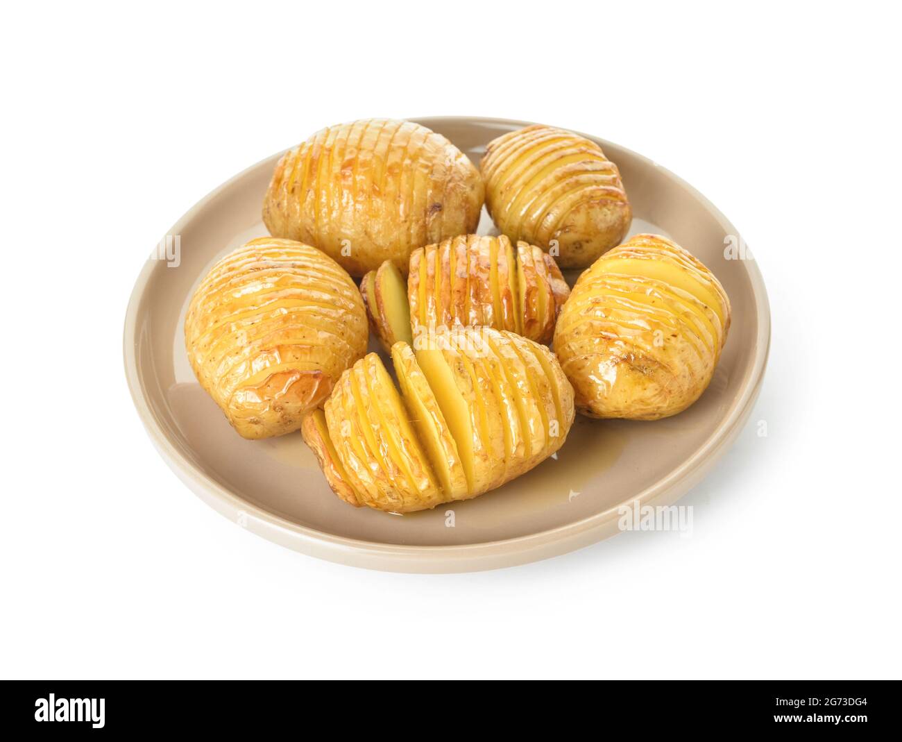 Plate with baked potato on white background Stock Photo - Alamy