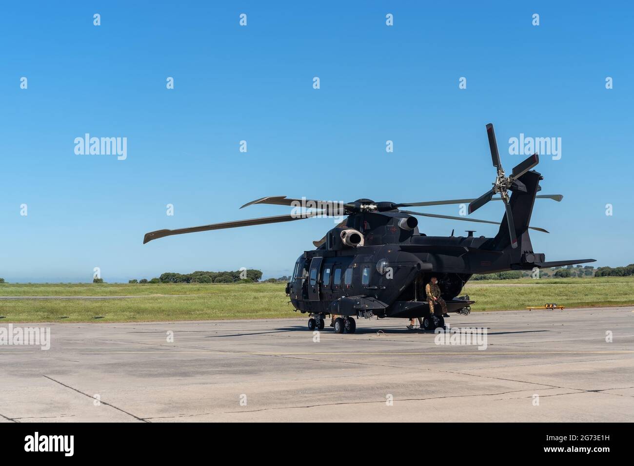A modern American military helicopter, ready to fly for a tactical ...