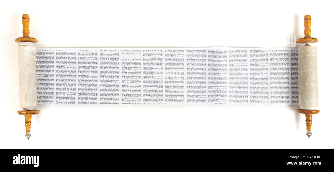 Torah Scroll Rolled Out and Isolated on a White Background Stock Photo ...