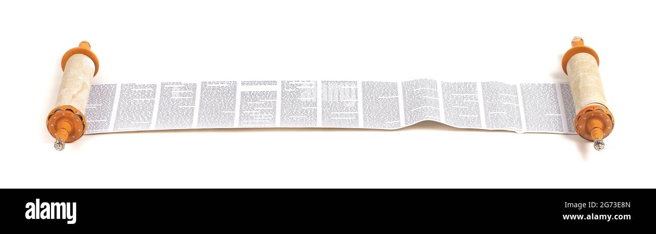 Torah Scroll Rolled Out and Isolated on a White Background Stock Photo ...