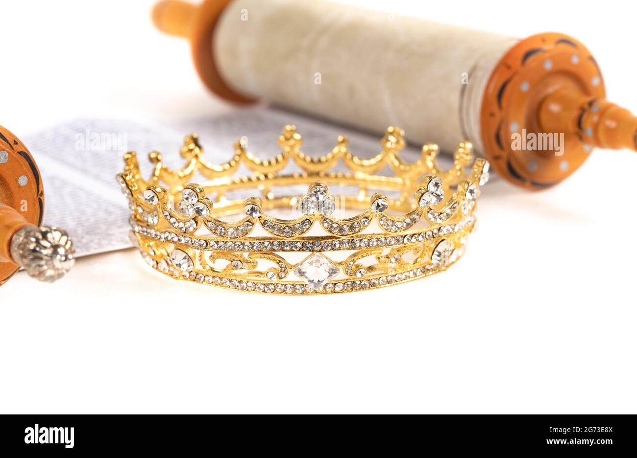 Torah Scroll with a Royal Crown Isolated on a White Background Stock ...