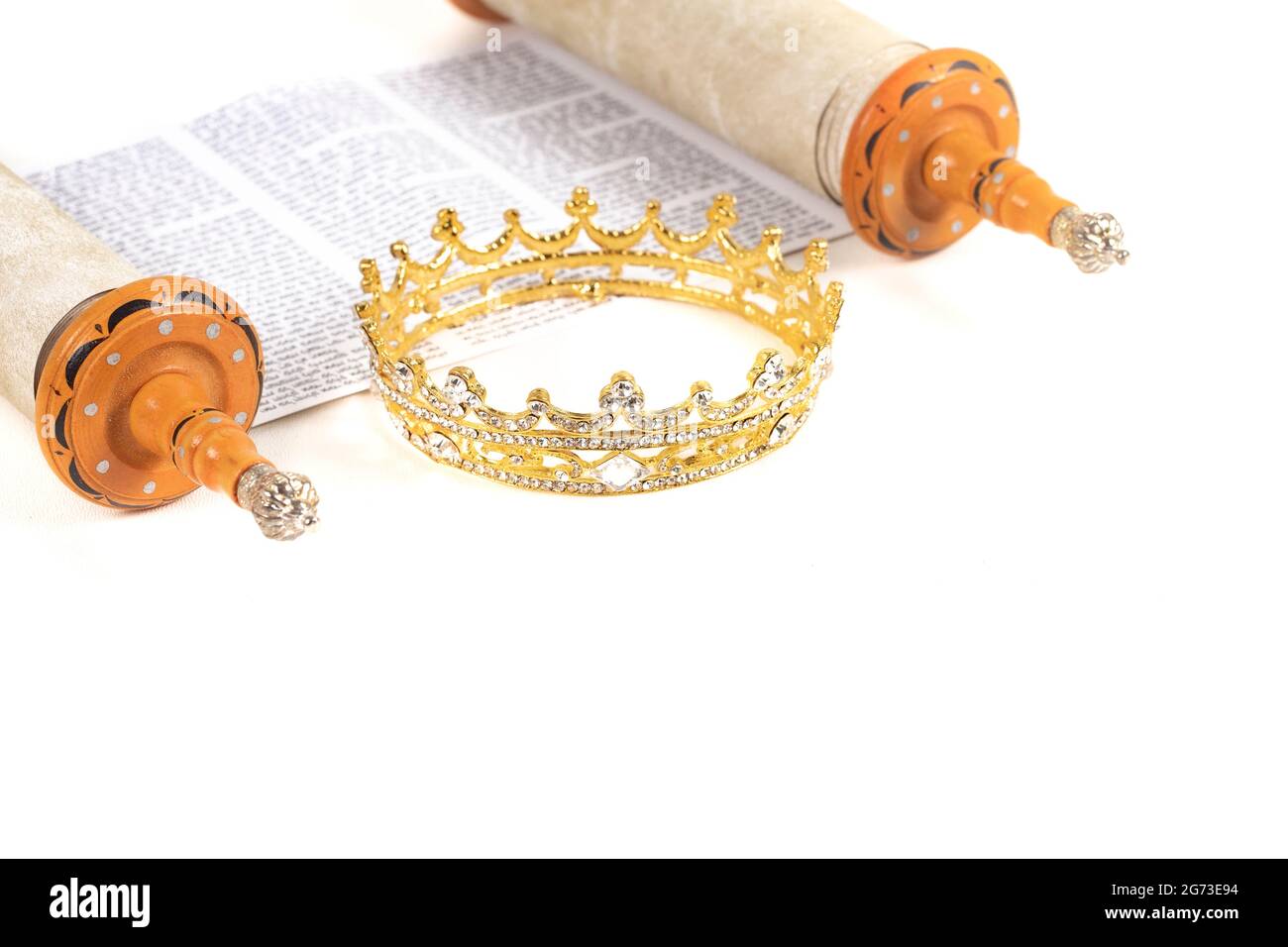 Torah Scroll with a Royal Crown Isolated on a White Background Stock ...