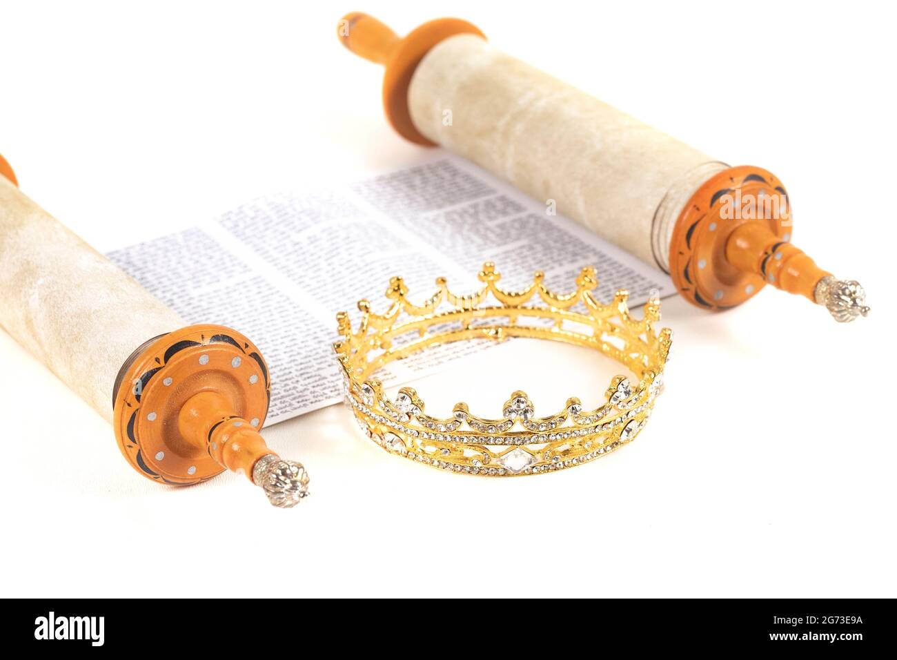 Torah Scroll with a Royal Crown Isolated on a White Background Stock ...