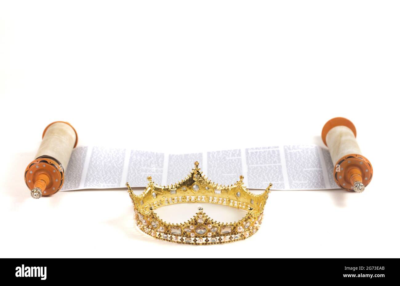 Torah Scroll with a Royal Crown Isolated on a White Background Stock ...
