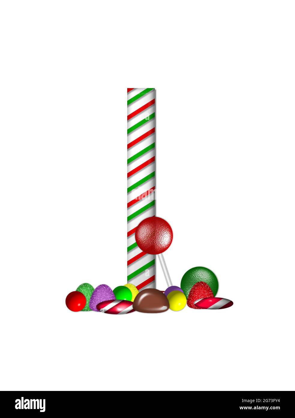 The letter I, in the alphabet set "Candy Cane Sweets", is striped ...