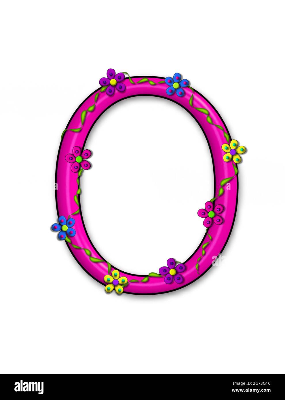 The letter O, in the alphabet set Bursting Blooms, is a pink letter ...