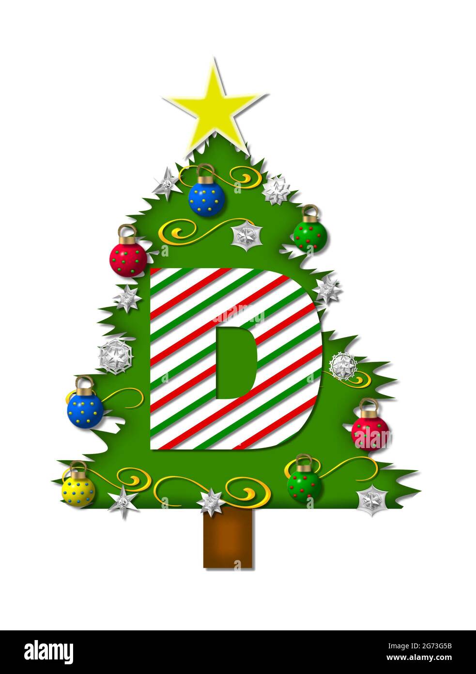 The letter D, in the alphabet set "Christmas Joy", is a candy cane ...