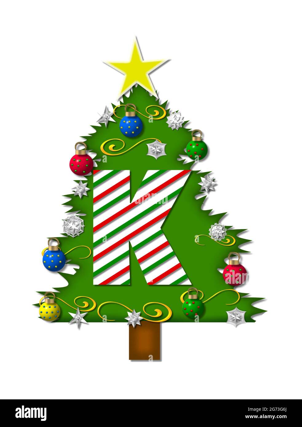 The letter K, in the alphabet set "Christmas Joy", is a candy cane ...