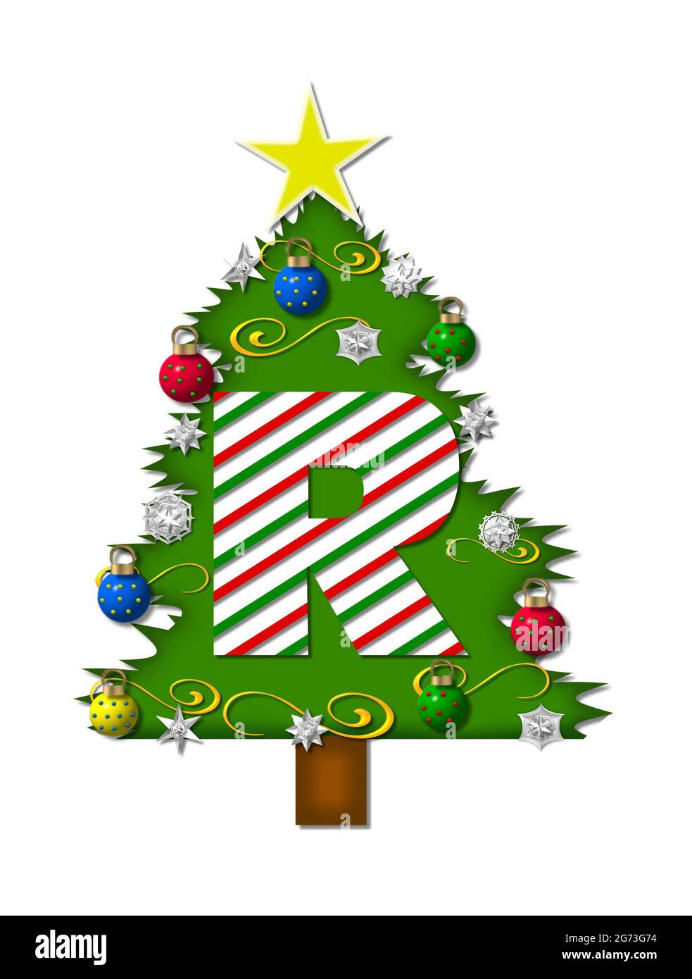 The letter R, in the alphabet set "Christmas Joy", is a candy cane ...