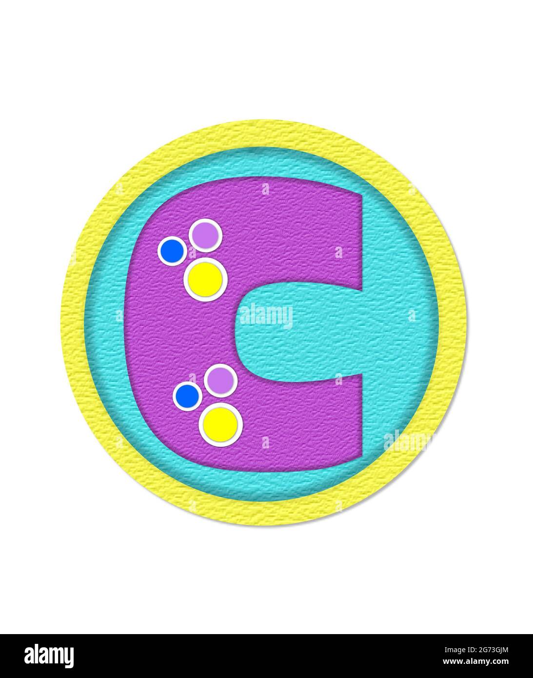 The letter C, in the alphabet set "Crinkle Paper", is purple with large ...