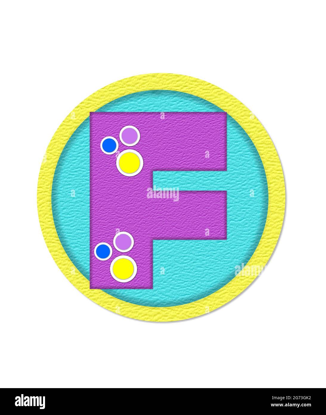 The letter F, in the alphabet set "Crinkle Paper", is purple with large ...