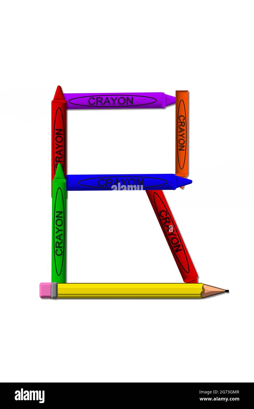 R, in the alphabet set "crayons", is formed from stacked and and turned ...