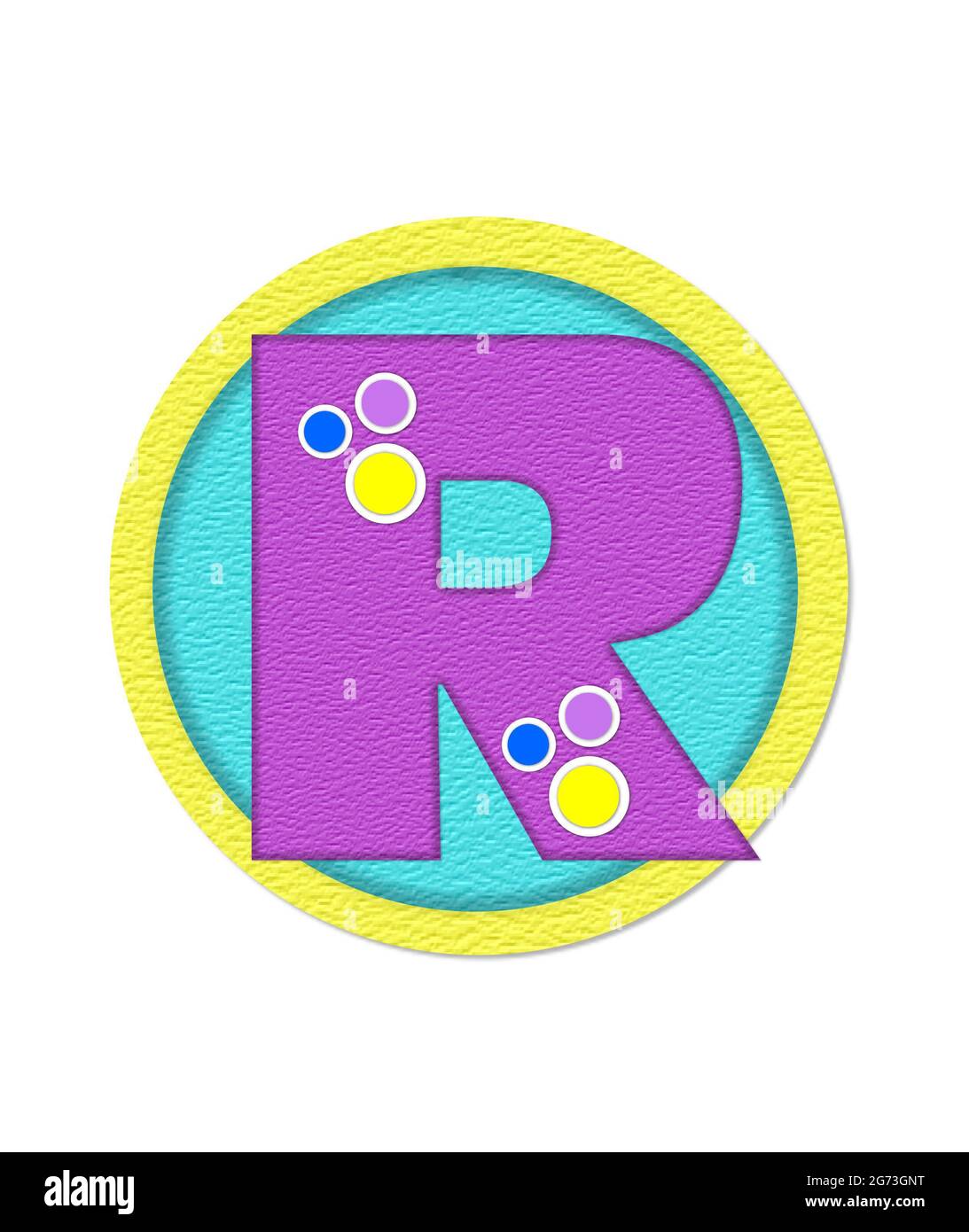 The letter R, in the alphabet set "Crinkle Paper", is purple with large ...