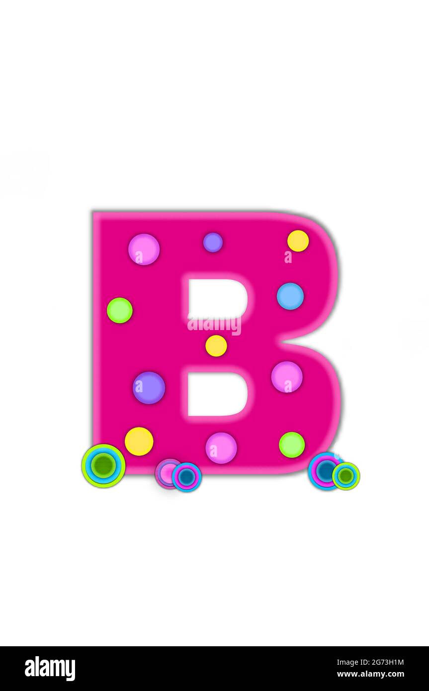The letter B, in the alphabet set Dots, is hot pink with lighter pink ...