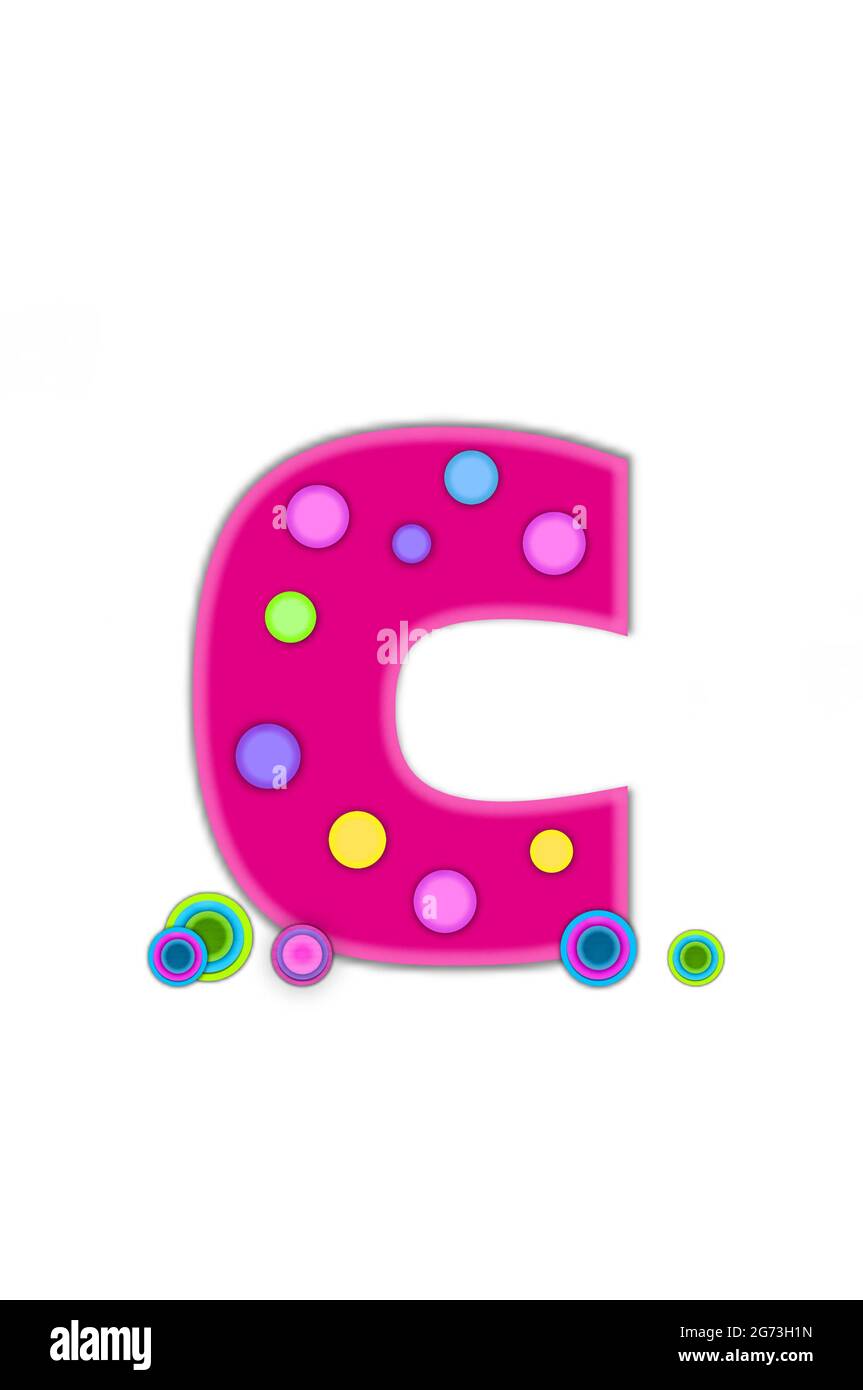 The letter C, in the alphabet set Dots, is hot pink with lighter pink ...