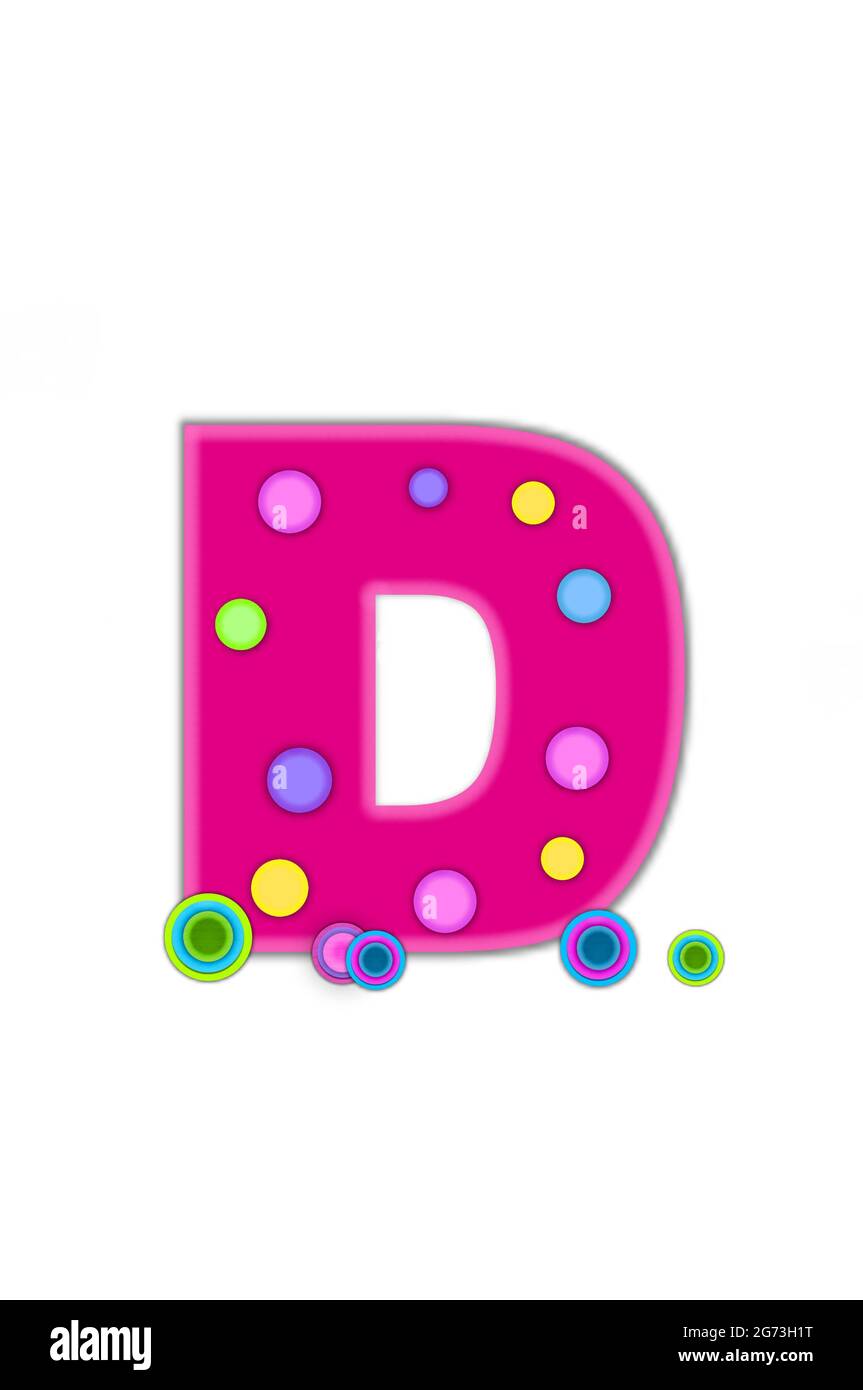 The letter D, in the alphabet set Dots, is hot pink with lighter pink ...